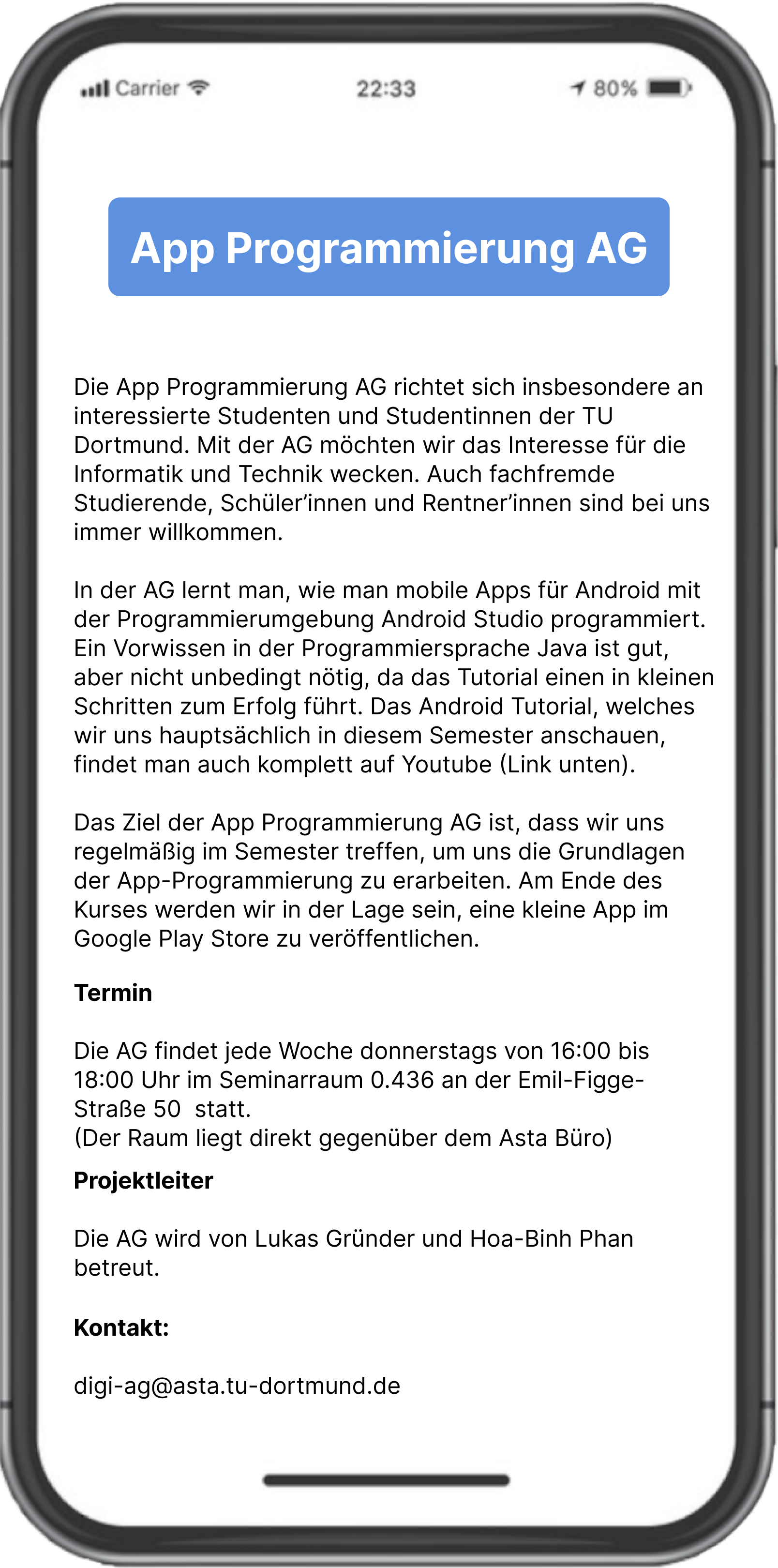 Digi-AG – App Programmierung AG der TU Dortmund